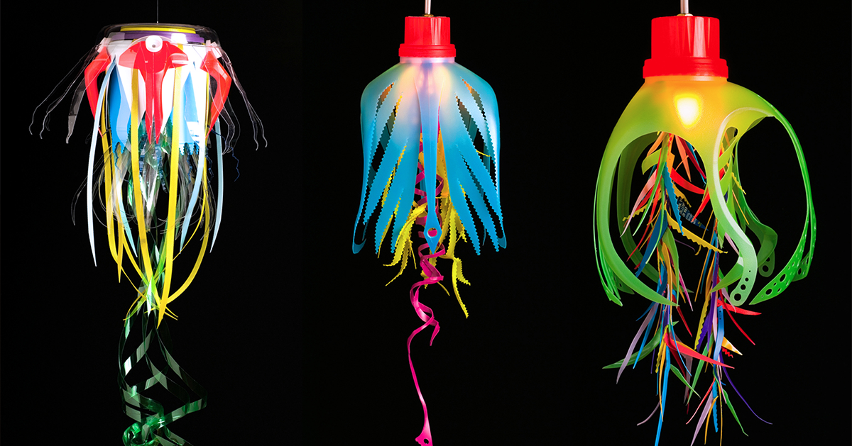 Lámparas hechas con botellas de plástico recicladas - Una Casa Diferente